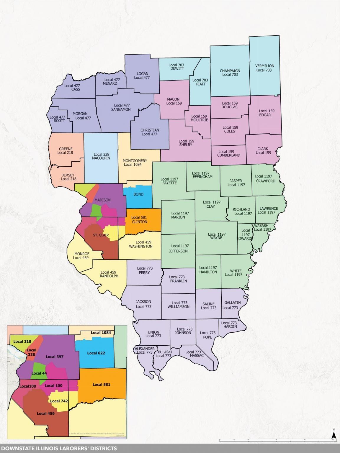 Jurisdiction Map » Downstate Illinois Laborers' District Council